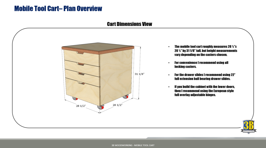 Mobile Workstation Workshop Cart Build Plans - 3B Woodworking