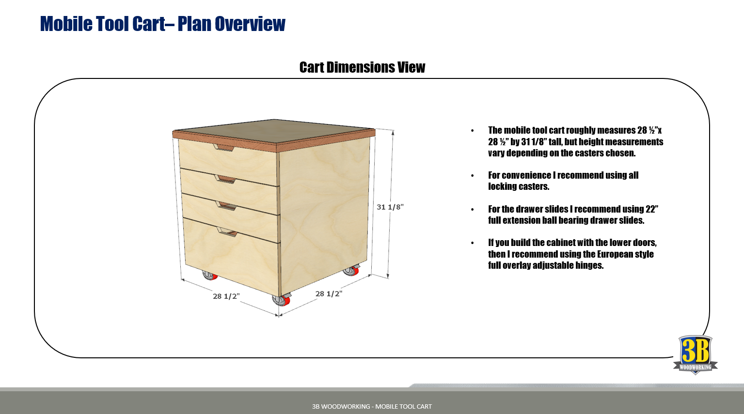Mobile Workstation Workshop Cart Build Plans - 3B Woodworking