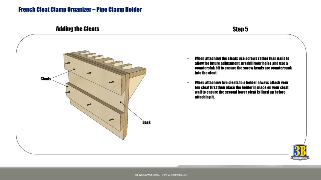 French Cleat Pipe Clamp Holder – Build Plans - 3B Woodworking