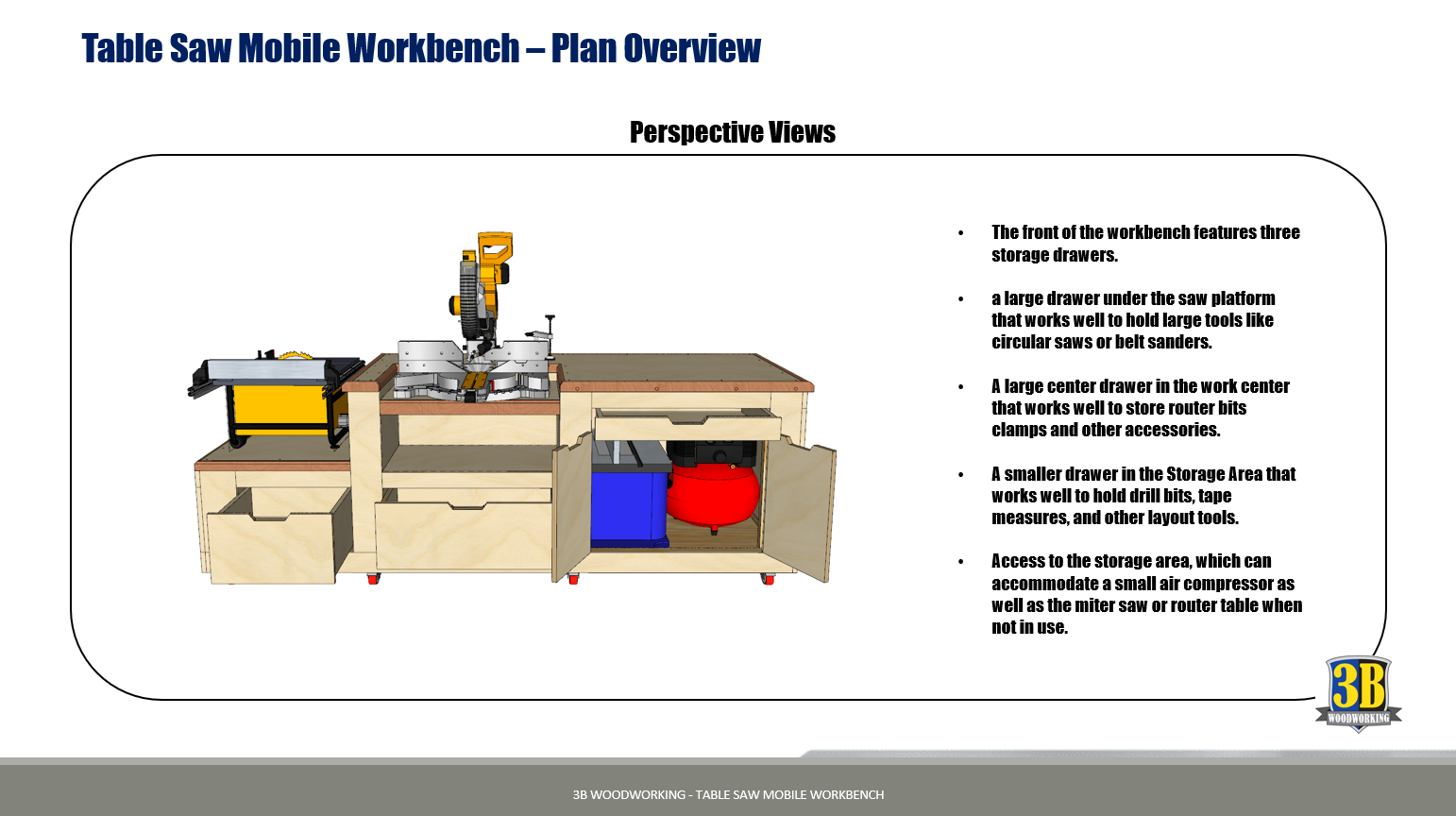 Table Saw Workbench, Miter Saw Workbench, Mobile Workbench - 3B Woodworking