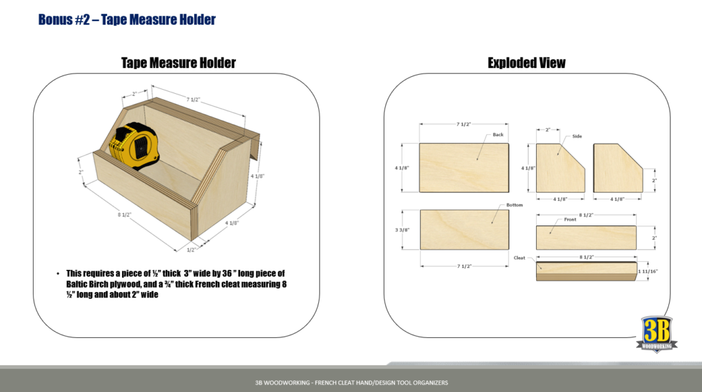 French Cleat Hand / Design Tools Organizer Build Plans - 3B Woodworking